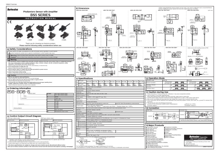 BS5 Series Photomicro Sensor Manual | PDF