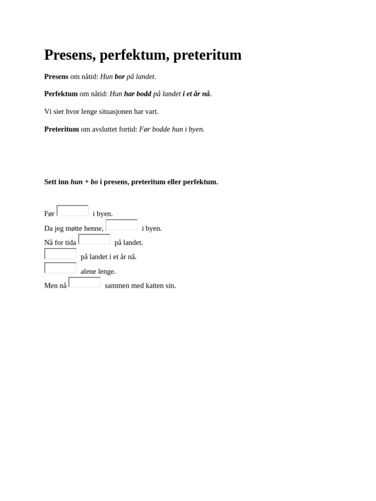 Presens, Preteritum Og Perfektum | PDF