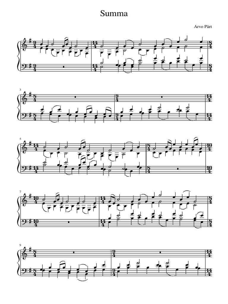 Arvo Pärt - Summa Organ | PDF