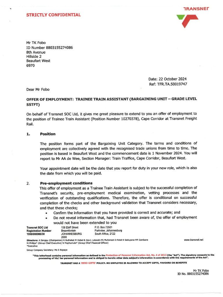 Offer of Employment | PDF