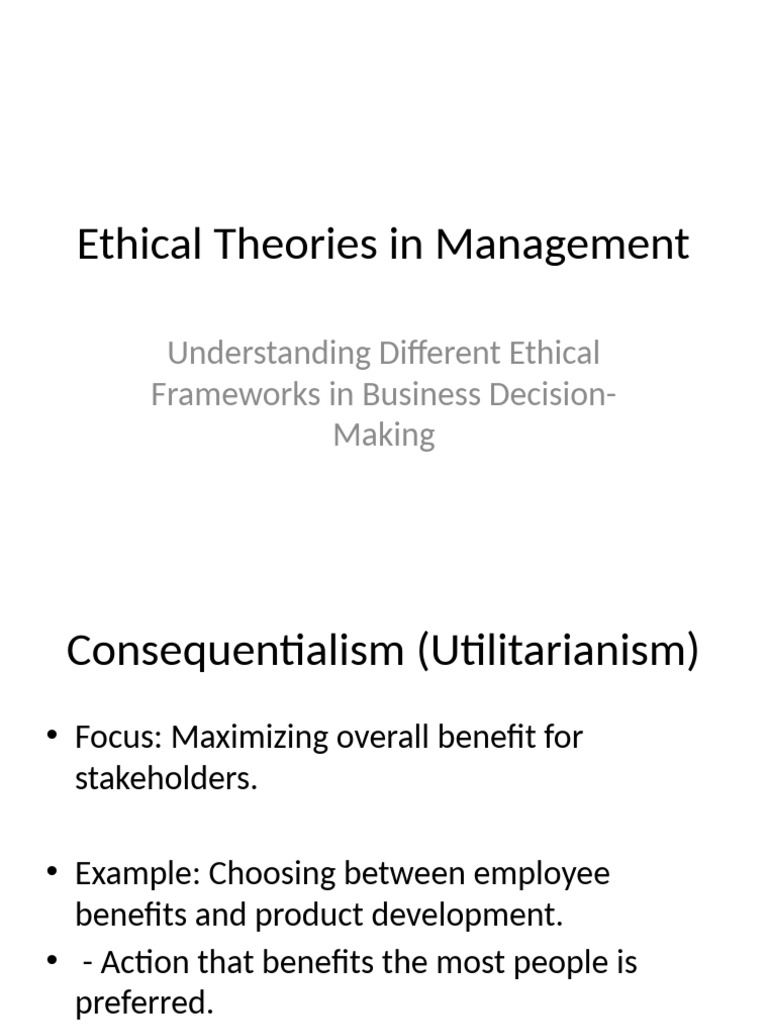 Ethical Frameworks in Business Management | PDF