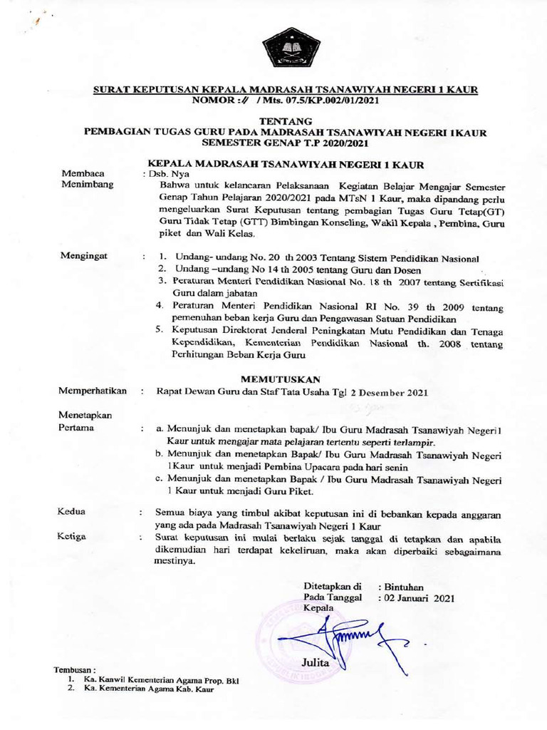 SK 2020 2021 SMT Genap | PDF