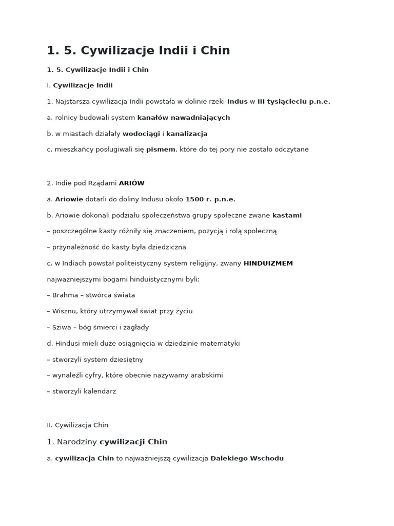 1. 5. Cywilizacje Indii i Chin | PDF