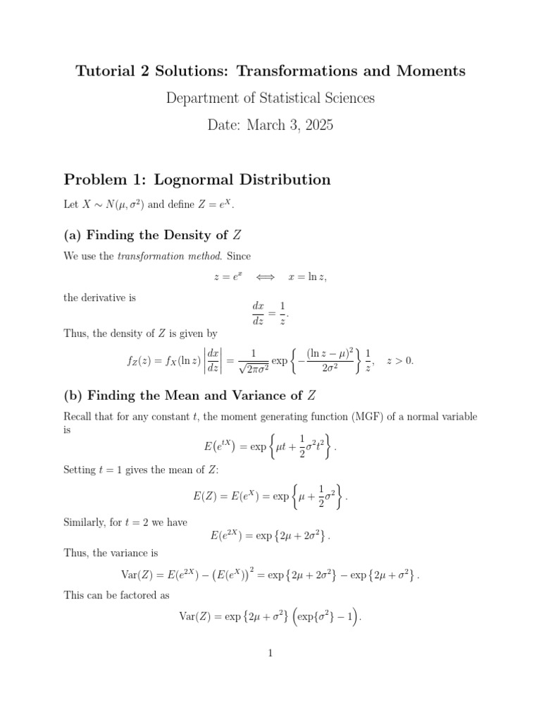Statistical Transformations and Moments Guide | PDF | Probability ...