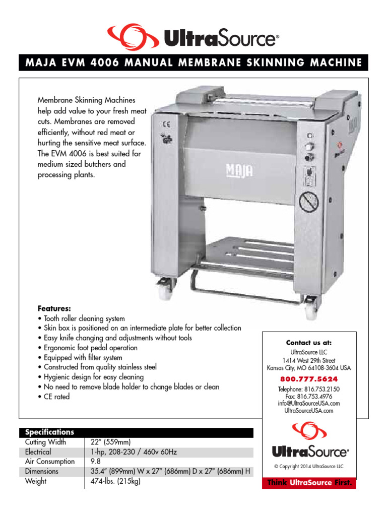 Maja EVM 4006 Manual Membrane Skinner Spec Sheet | PDF
