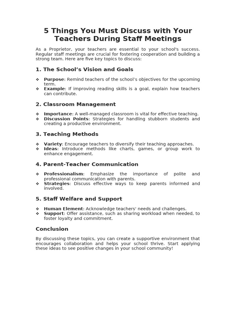 5 Things You Must Discuss With Your Teachers Durin | PDF