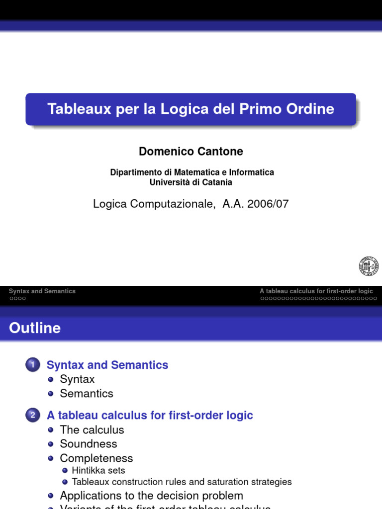 Blocco B | PDF | First Order Logic | Interpretation (Logic)