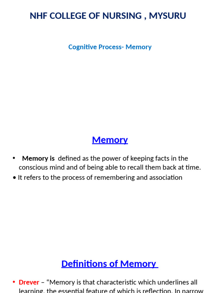 Psychology Unit VI Memory Anand | PDF | Memory | Recall (Memory)