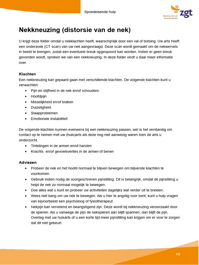Nekkneuzing Distorsie Van de Nek | PDF