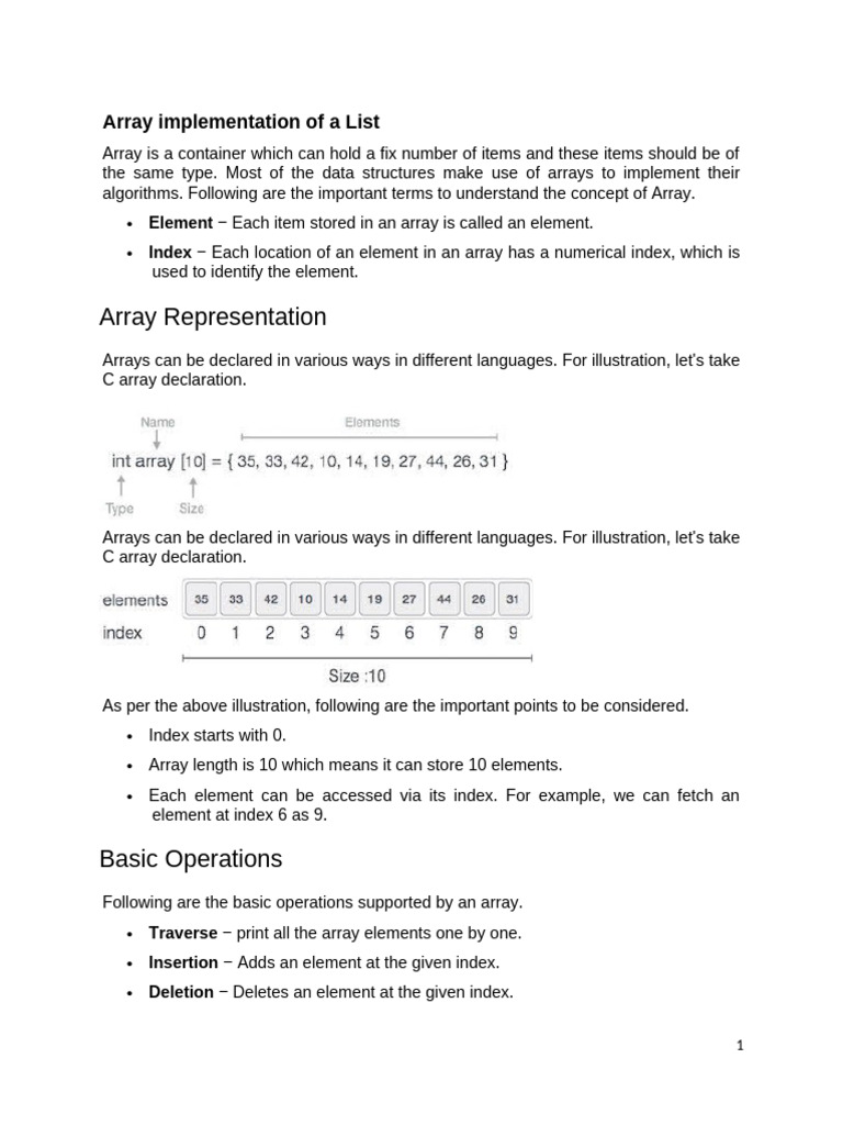 Array implementation of a List | PDF | Data Management | Computer Science