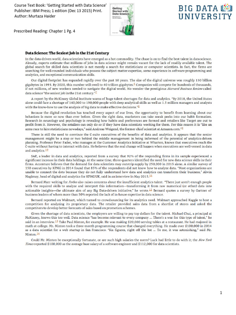 BDU DS0101EN Module 1 Reading | PDF