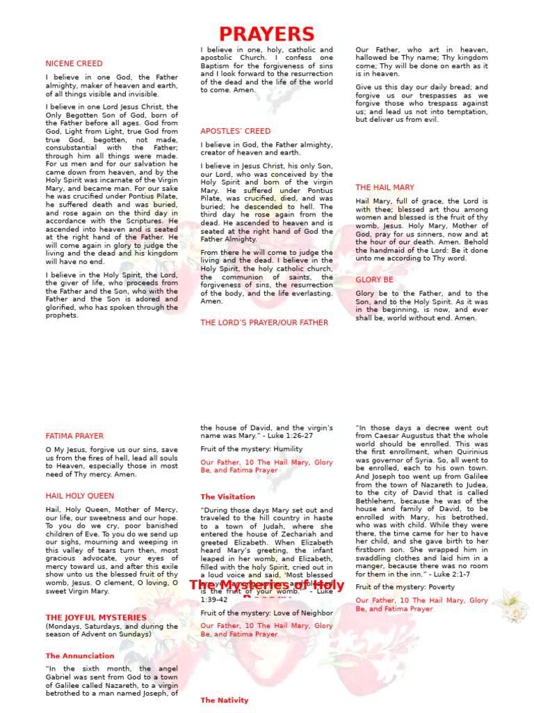 Catholic Prayers and Creeds Guide | PDF | God In Christianity ...
