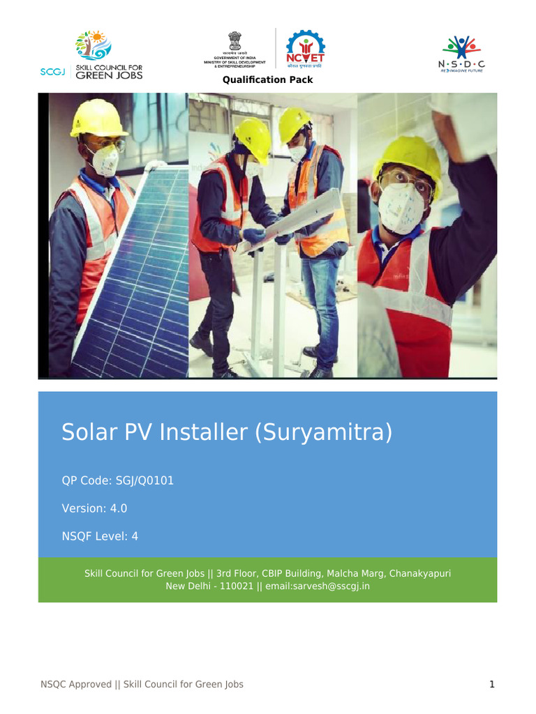 Solar PV Installer Qualification Pack | PDF | Photovoltaic System ...