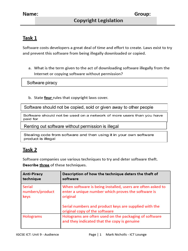 chapter 9 task2 -copyright_legislation_worksheet.docx | PDF | Software ...
