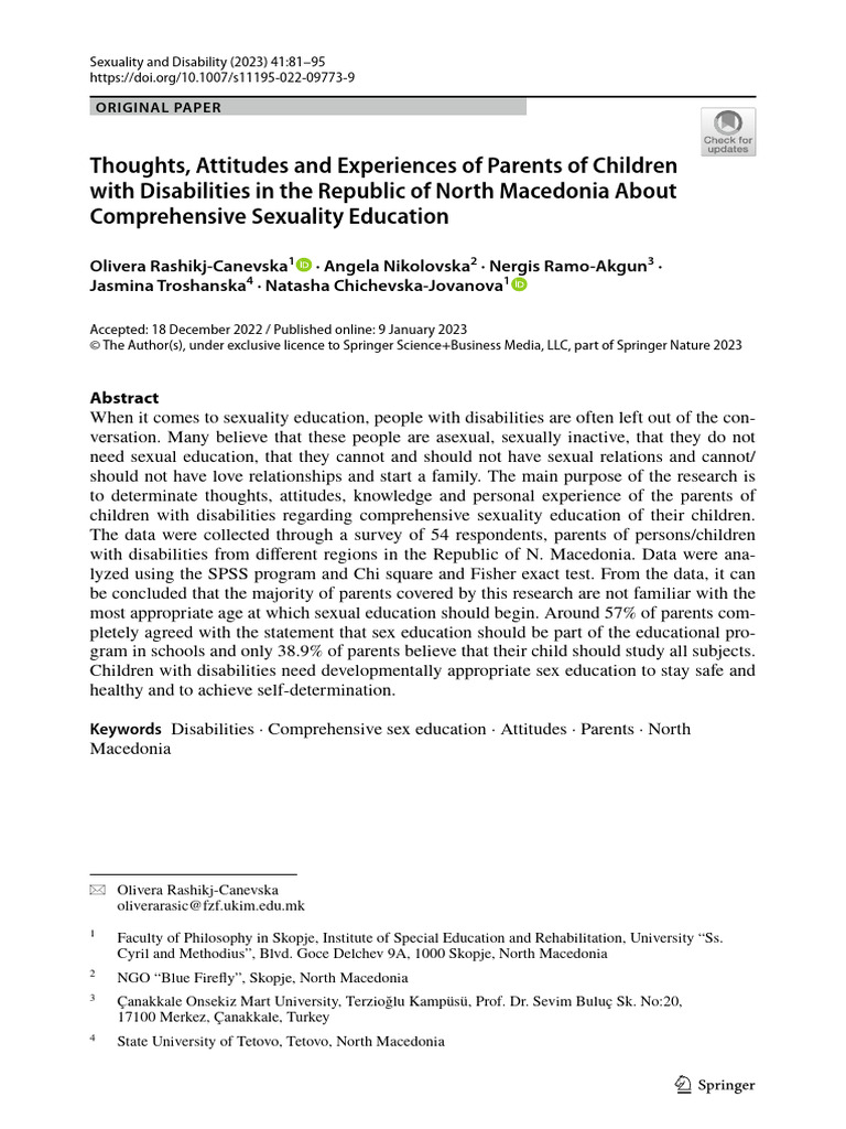 Thoughts, Attitudes and Experiences of Parents of Children | PDF | Sex ...