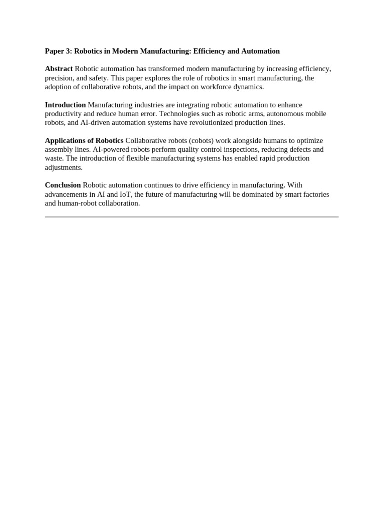 Robotics Transforming Manufacturing Efficiency | PDF