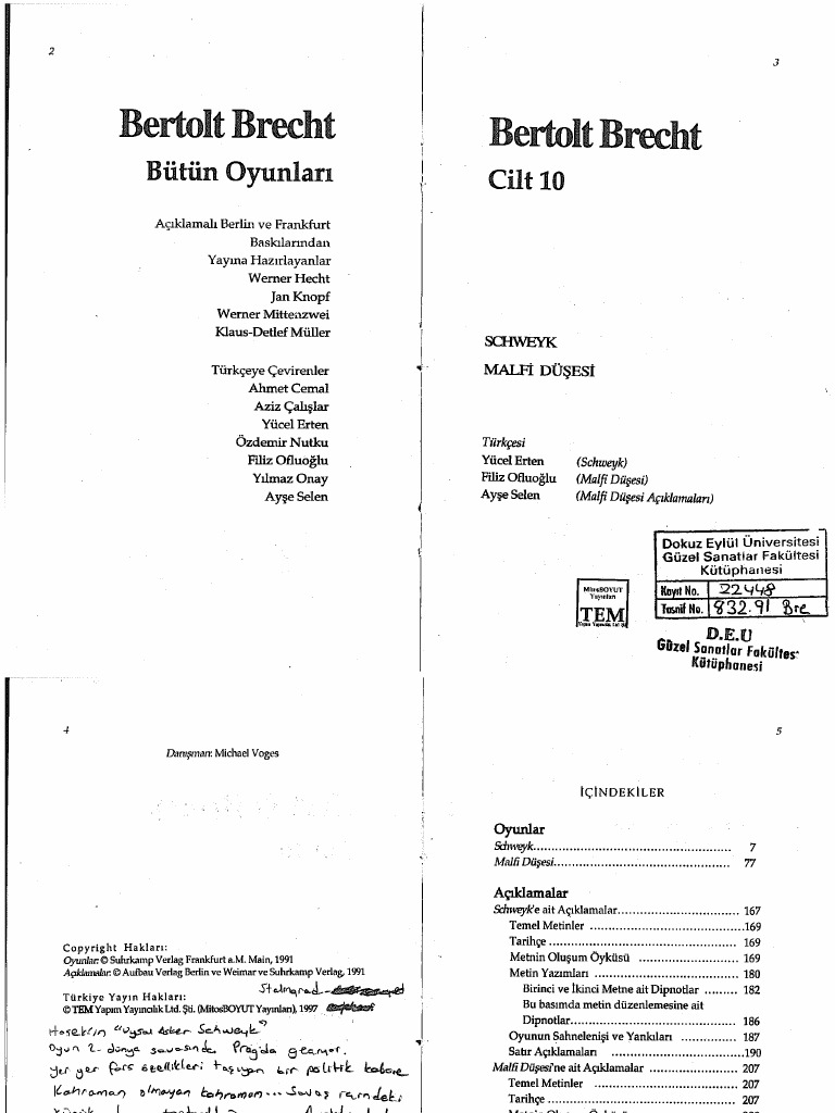Bertolt Brecht - Butun Oyunlari Cilt 10 | PDF