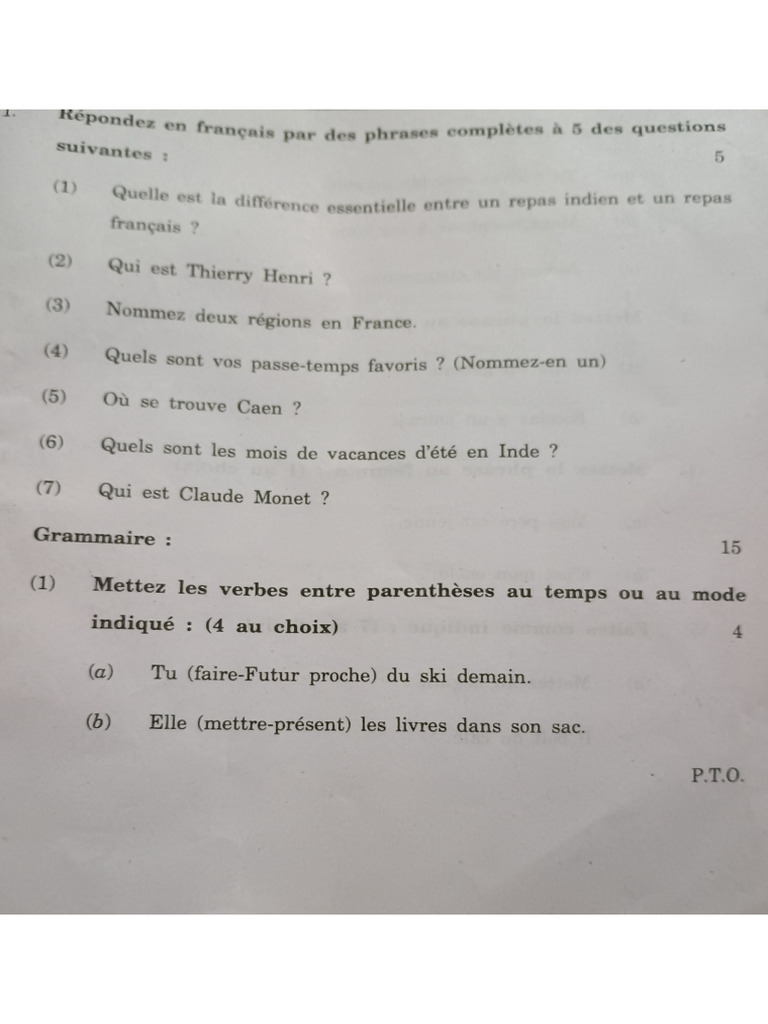 French Board Paper | PDF