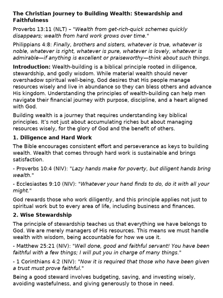 The Christian Journey To Building Wealth PDF | PDF | Book Of Proverbs ...