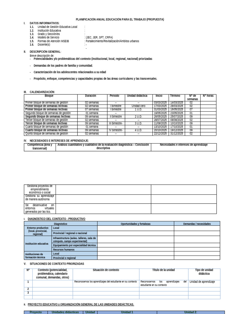 ESQUEMA_PLANIFICACION_ANUAL EPT 2025 | PDF | Iniciativa empresarial | El pensamiento de diseño