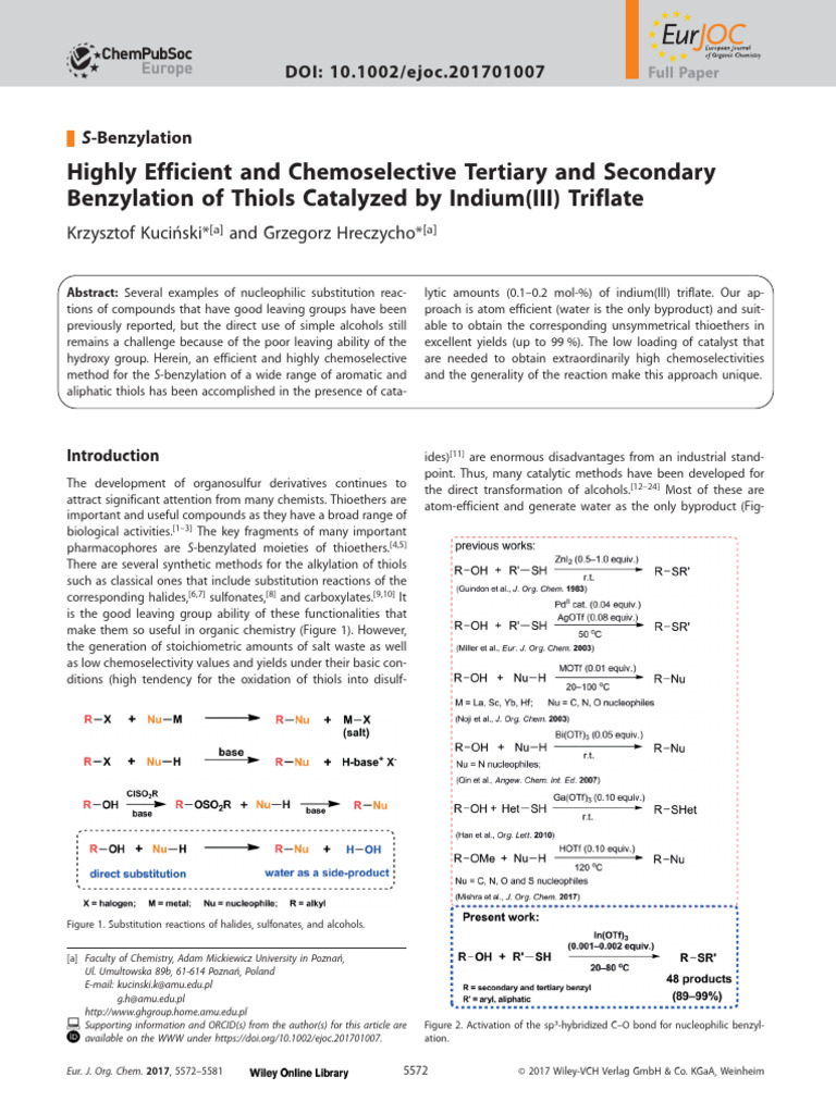 Highly Efficient and Chemoselective Tertiary and Secondary Benzylation ...