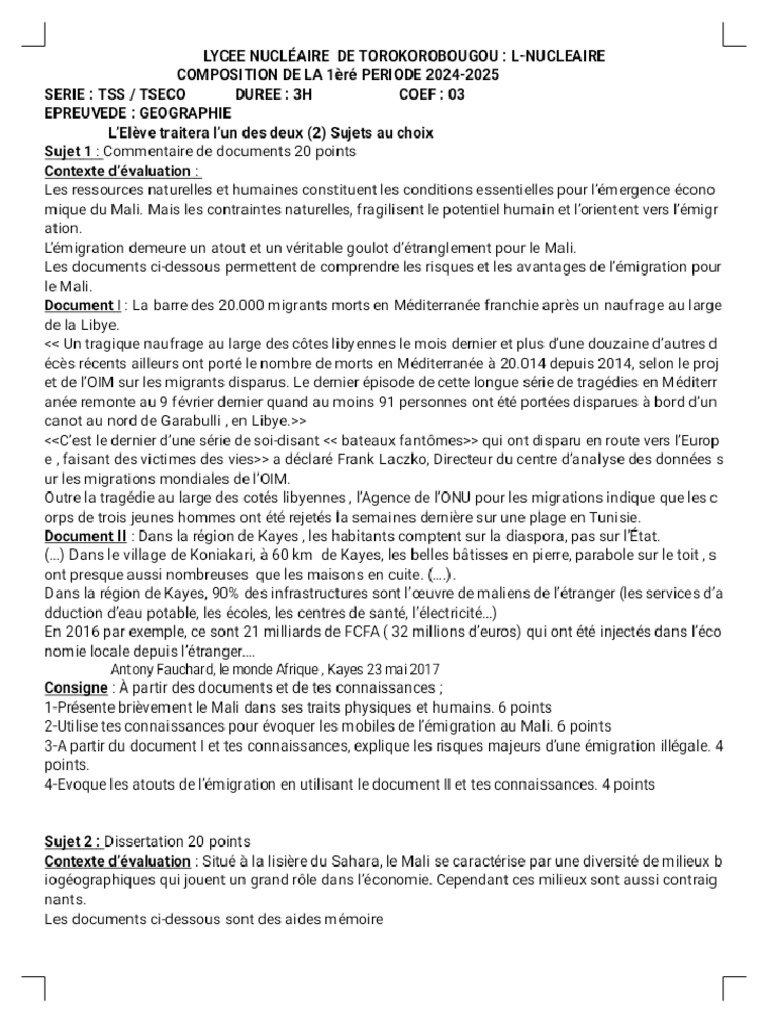 Grand Devoir 1 L.N - Phoenix | PDF