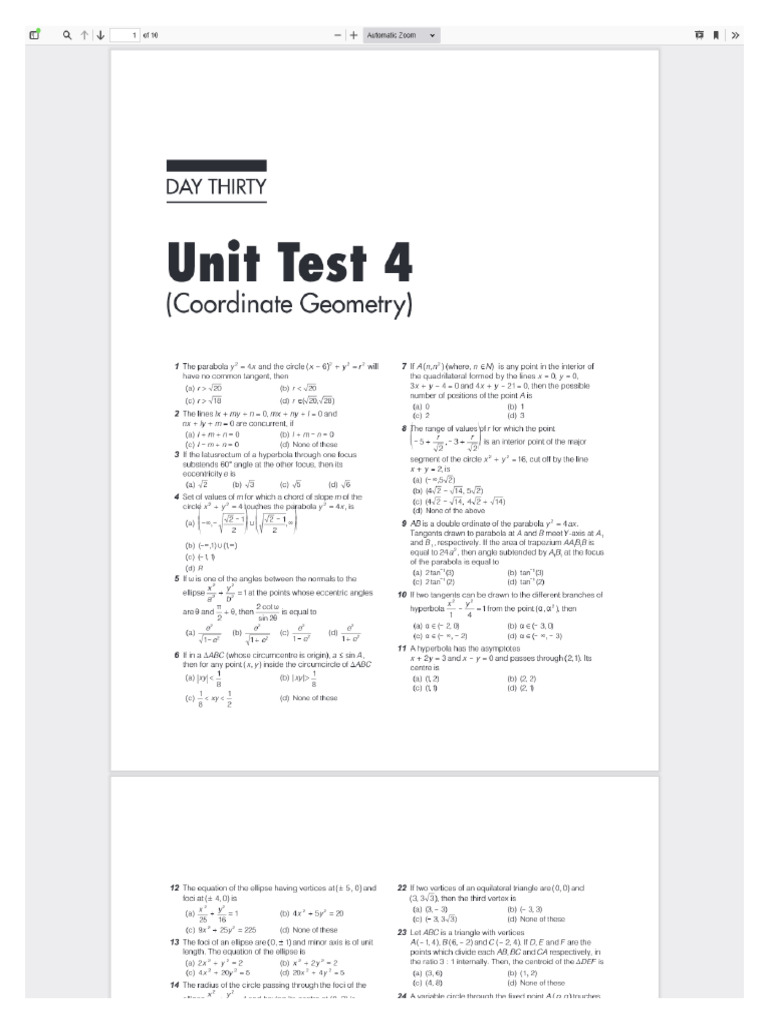30 Unit Test Coordinate Geometry | PDF