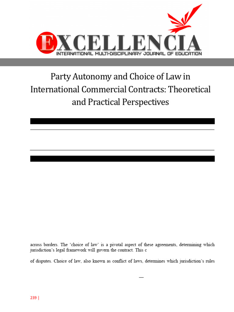 239-249 Party Autonomy and Choice of Law in International Commercial ...