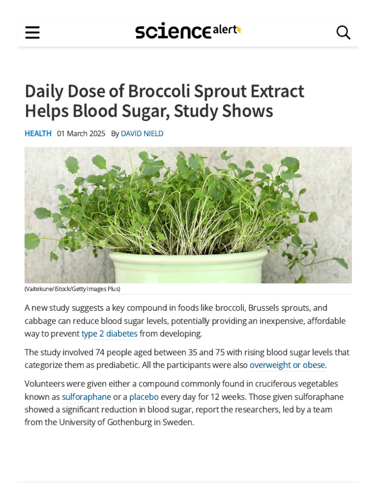 Daily Dose of Broccoli Sprout Extract Helps Blood Sugar, Study Shows ...