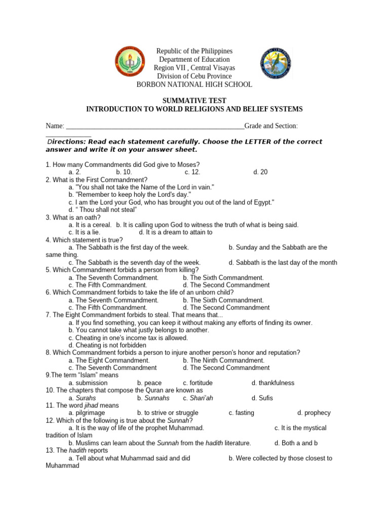 Summative Iwrbs | PDF | Muhammad | Ten Commandments