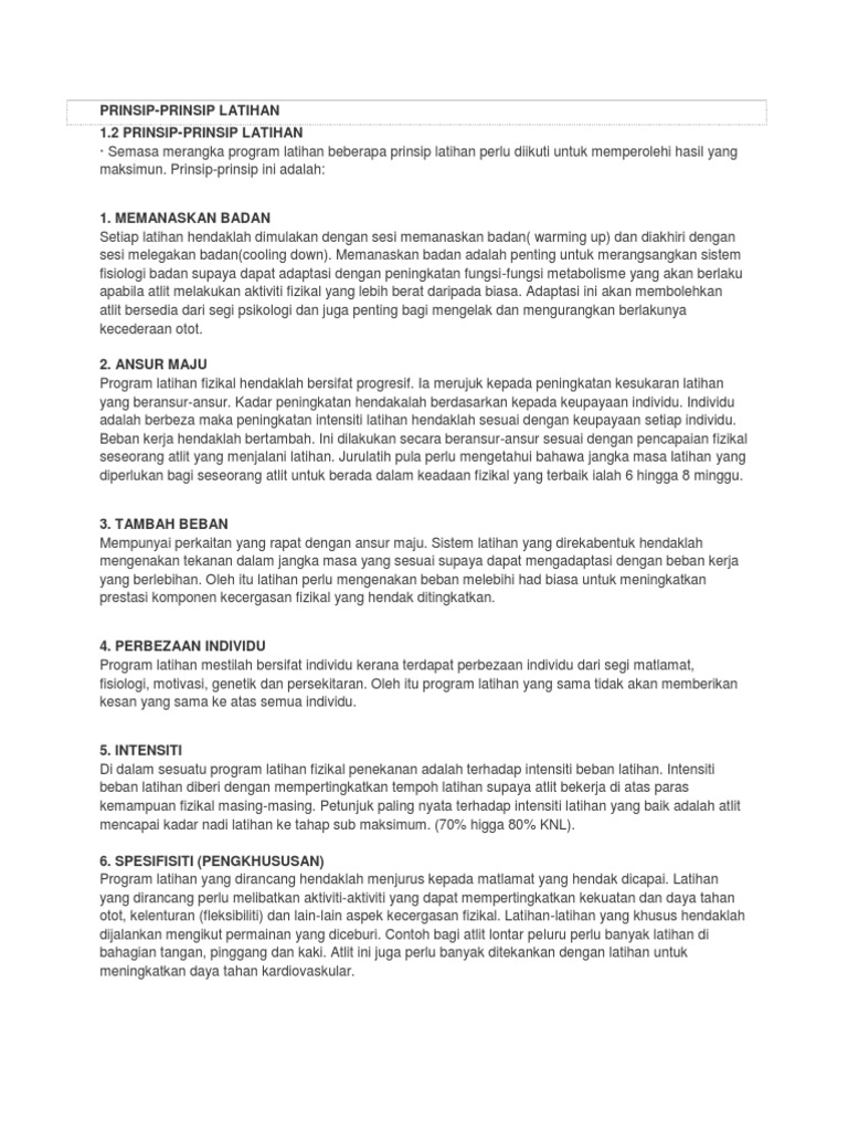 Prinsip-Prinsip Latihan | PDF