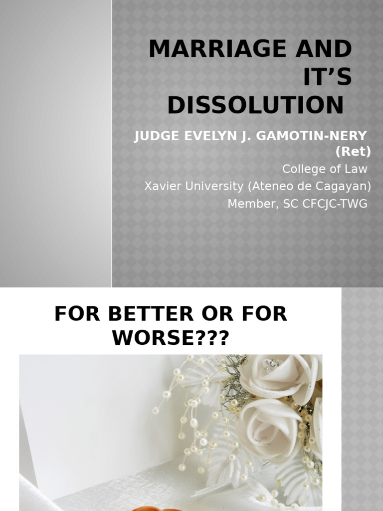 Marriage and Its Dissolution Overview | PDF | Annulment | Marriage