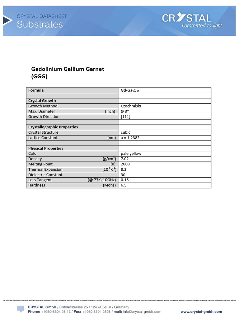 GGG_Gadolinium_Gallium_Garnet | PDF