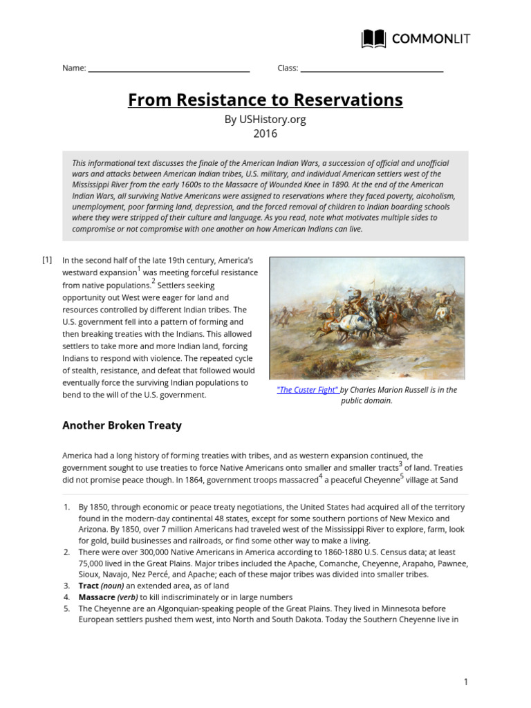 From Resistance To Reservations-Student | PDF | Sioux | Cheyenne