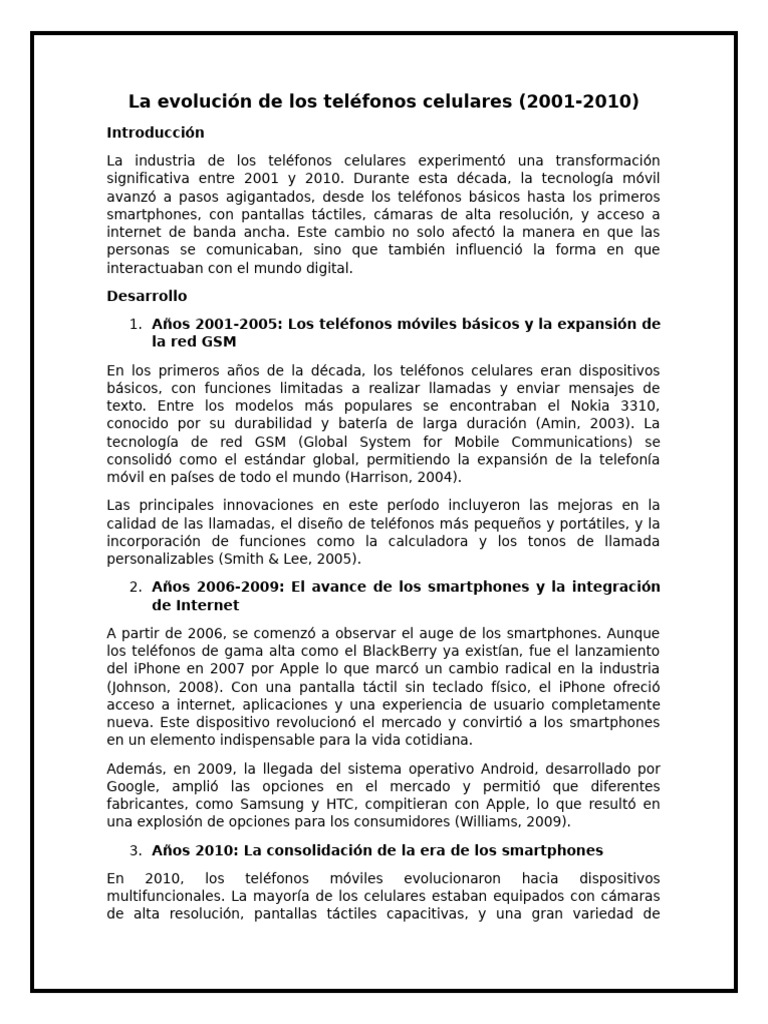 La Evolución de Los Teléfonos Celulares (2001-2010) | PDF | Smartphone ...