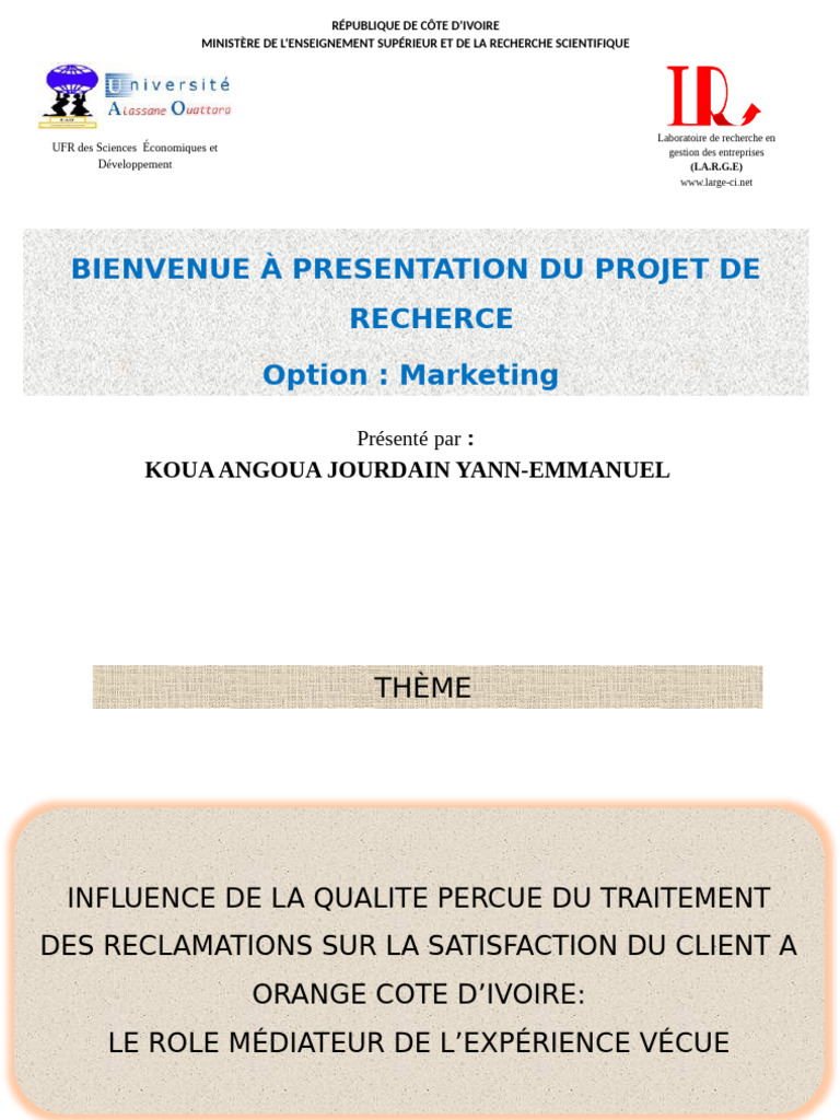 Présentation MEMOIRE 07 12 2021 (1) | PDF | Expérience | la perception