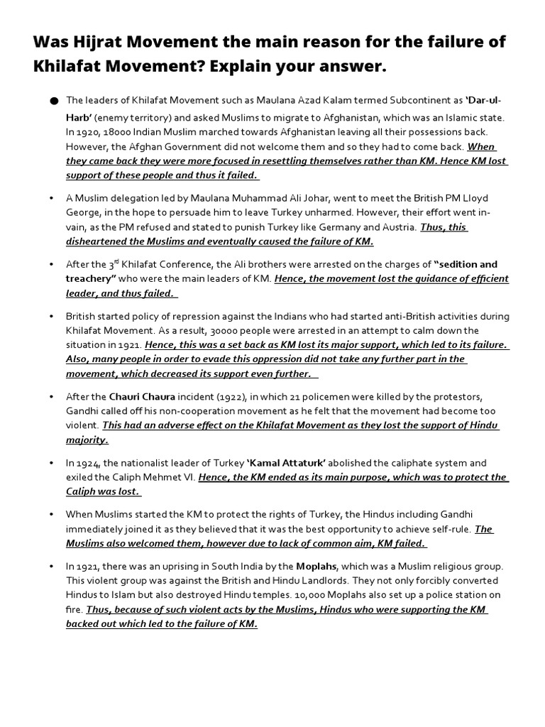 Failure of Khilafat Movement | PDF | Caliphate