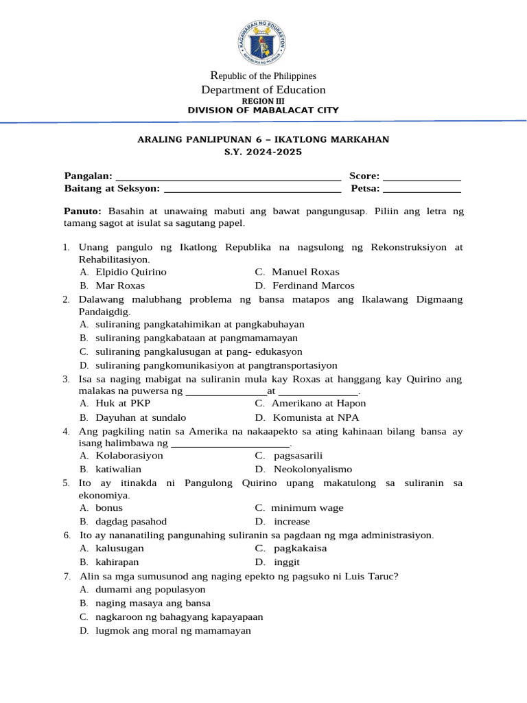 EDITED AP6-Q3-PERIODIC-TEST_ver.docx 2024-2025 | PDF