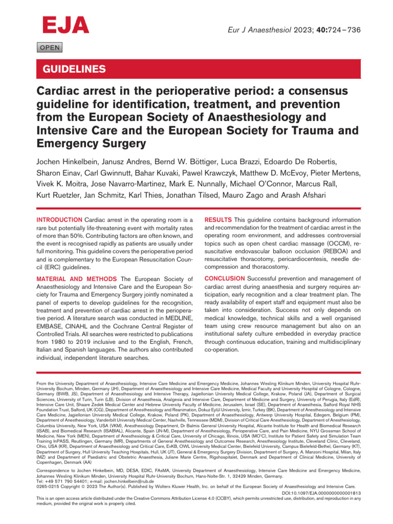 Cardiac Arrest in The Perioperative Period A.3 | PDF | Cardiac Arrest ...
