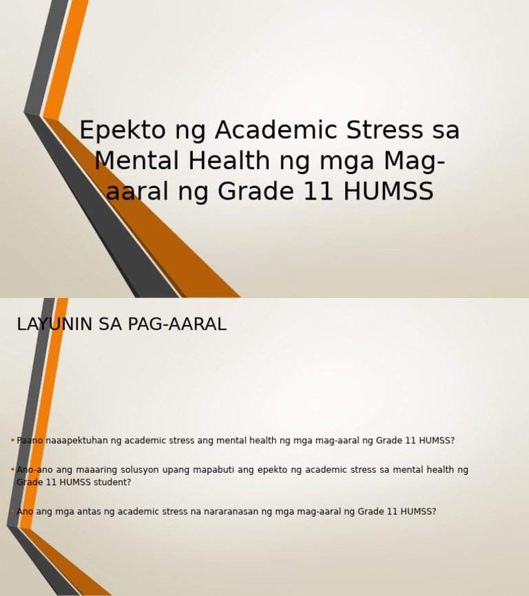 Pekto NG Academic Stress Sa Mental Health NG HUMSS E 11 | PDF