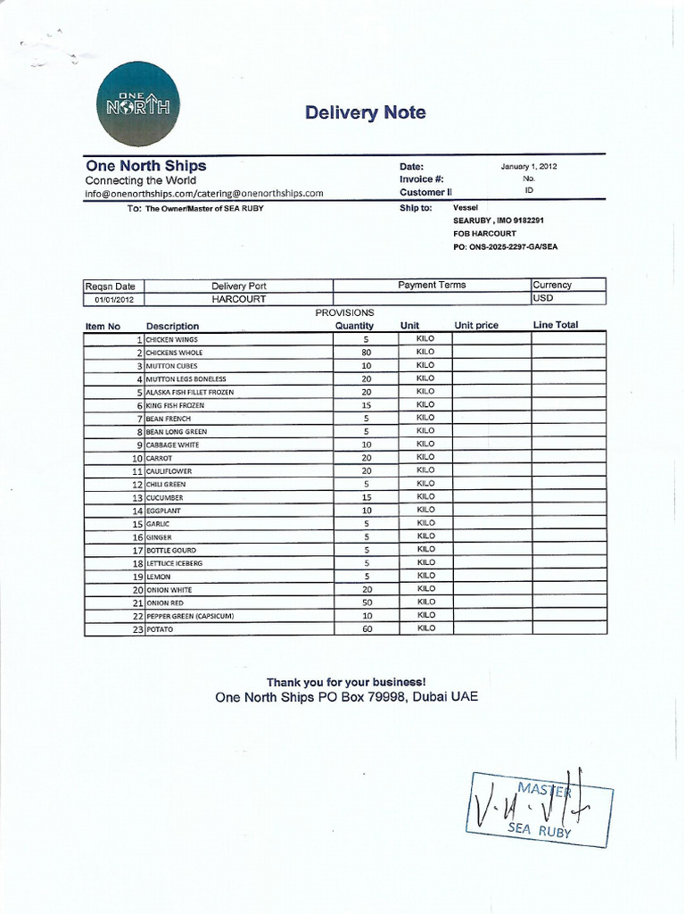 SEARUBY Delivery Note | PDF
