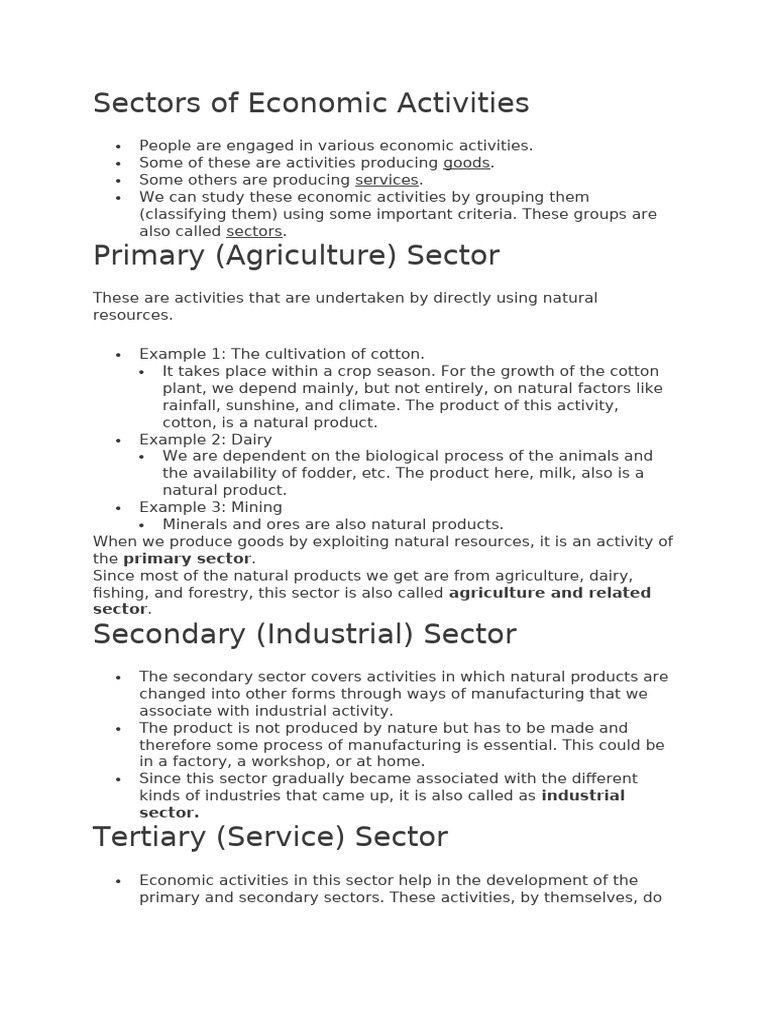 Understanding Economic Activity Sectors | PDF | Underemployment ...