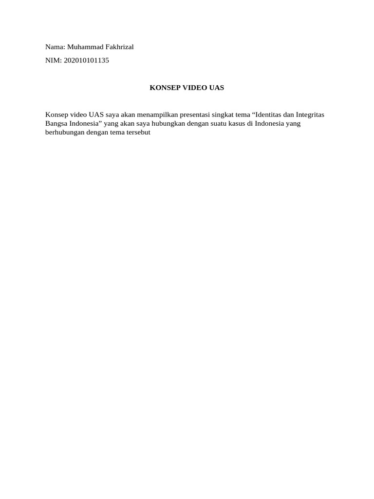 Muhammad Fakhrizal_202010101135_Konsep Video UAS | PDF