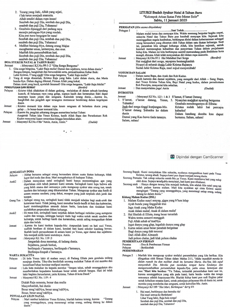 Liturgi Ibadah Sykur Natal & Tahun Baru Kelompok Arisan Ikatan Feto ...