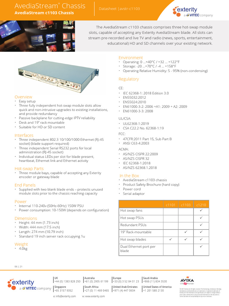 AvediaStream c1103 Chassis Overview | PDF | Computer Networking | Computing