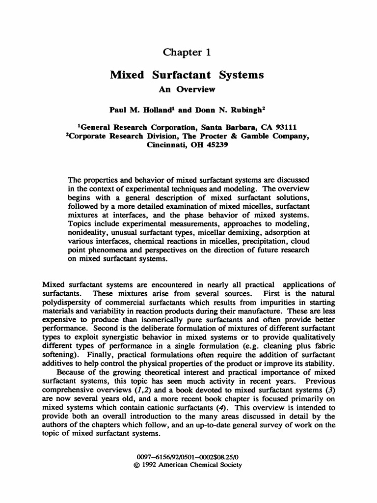 Holland Rubingh 2009 Mixed Surfactant Systems | PDF | Surfactant ...
