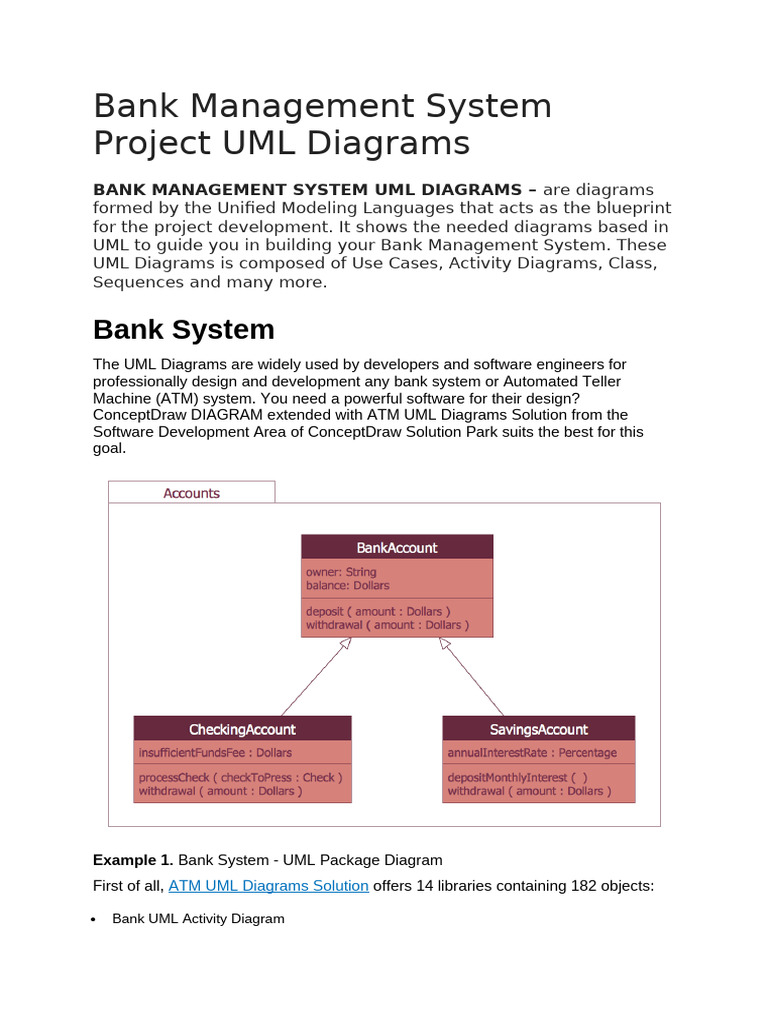 Bank Management UML Diagrams Guide | PDF | Unified Modeling Language ...