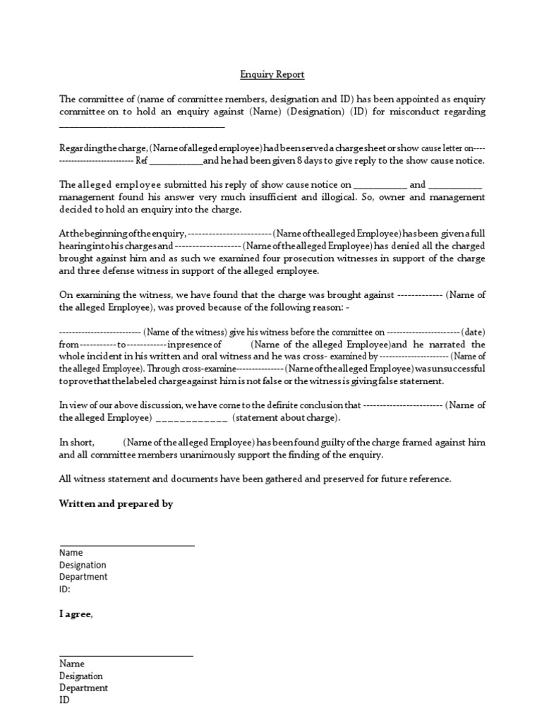 Enquiry Report | PDF