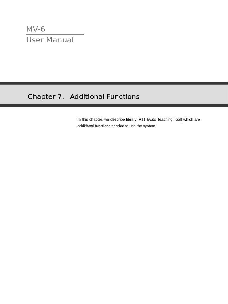 MV-6 - Chapter 7. Additional Function (En) | PDF | Library (Computing ...
