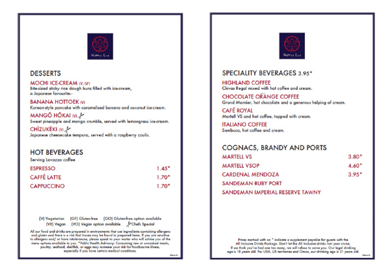 Kora La Dessert Menu A | PDF